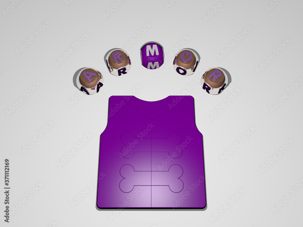 armor circular text of separate letters around the 3D icon - 3D ...