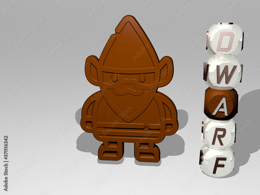 DWARF 3D icon beside the vertical text of individual letters - 3D ...