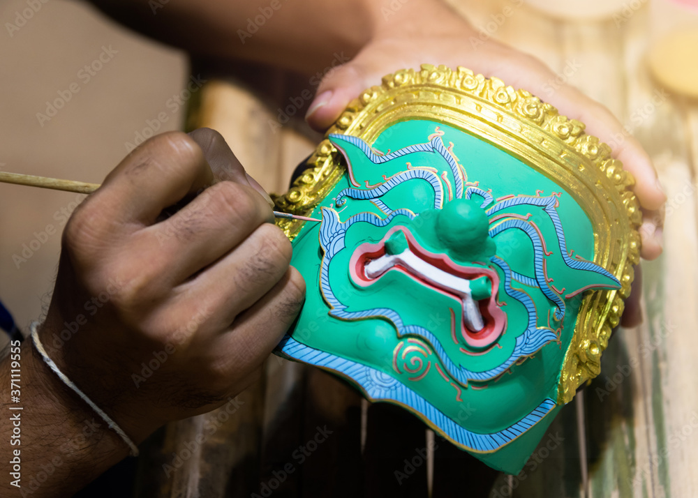 Painting Khon mask, Thai traditional mask Stock Photo | Adobe Stock