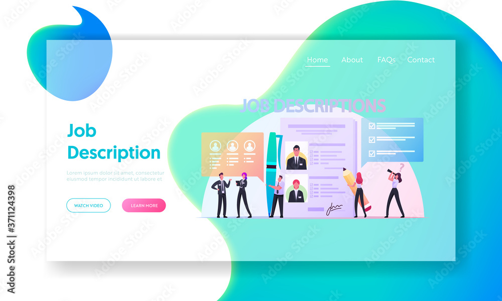 Work Descriptions Landing Page Template. Tiny Employer Characters ...