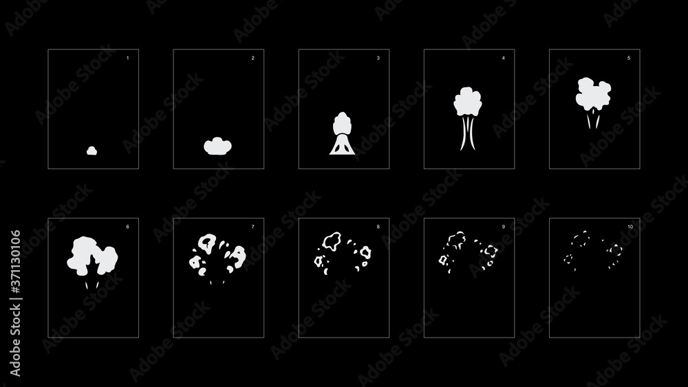 Vetor de Smoke effect. smoke animation sprite sheet. classic smoke ...
