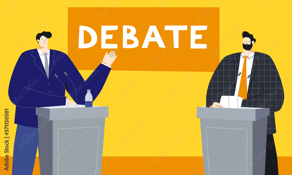 Political debates vector illustration with two male politicians ...