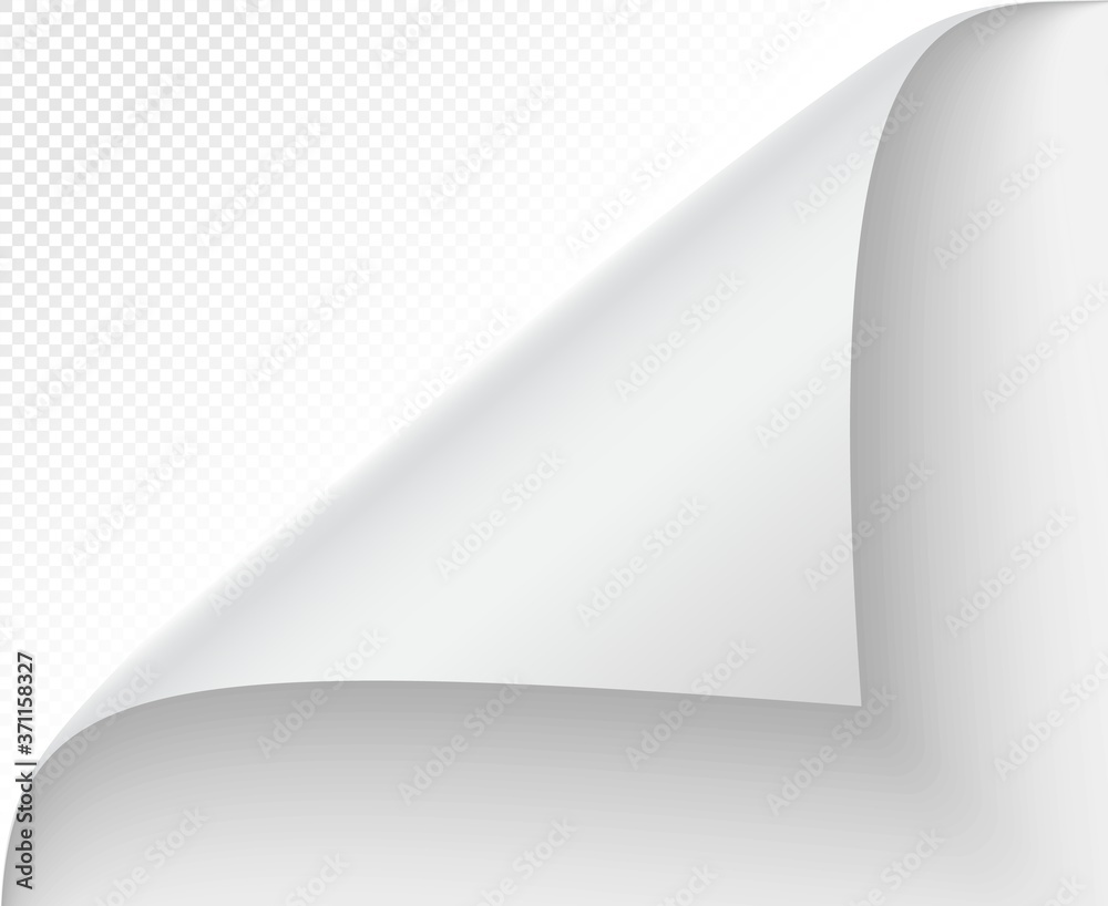 Curled page corner. Vector note and turn page, curl blank message ...