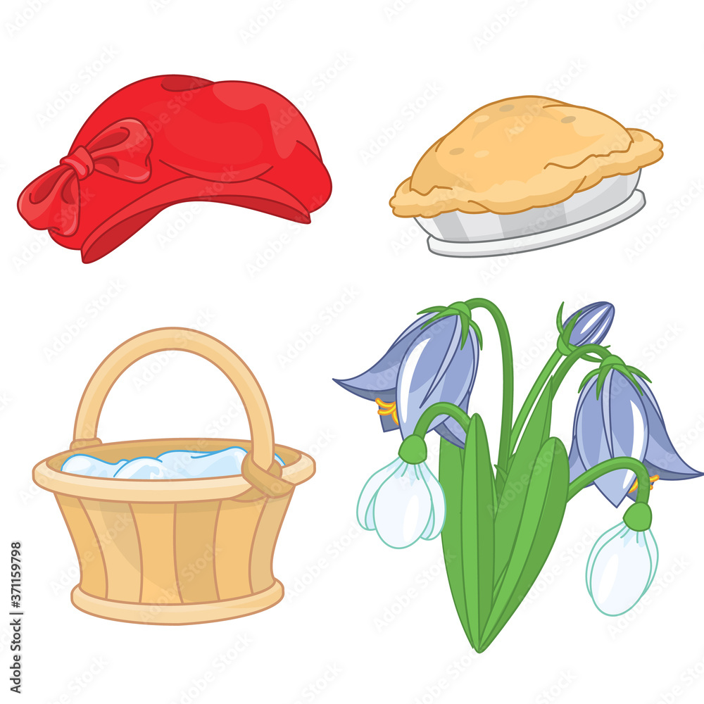 Little red riding hood Fairy Tale Elements Stock Vector | Adobe Stock