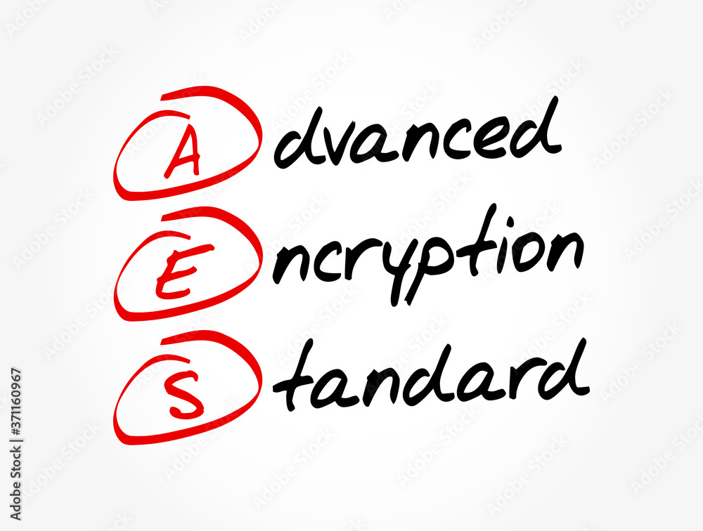 AES - Advanced Encryption Standard acronym, technology concept ...