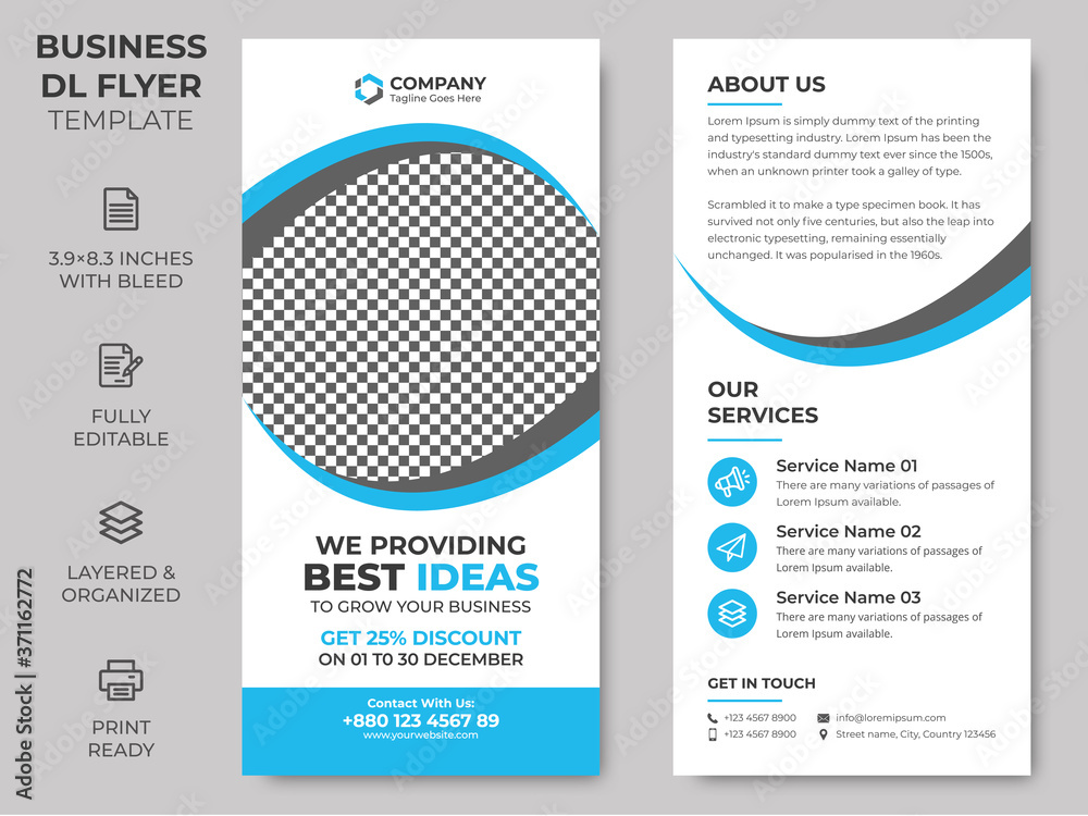 Rack Card Corporate DL Flyer Template Stock Vector | Adobe Stock