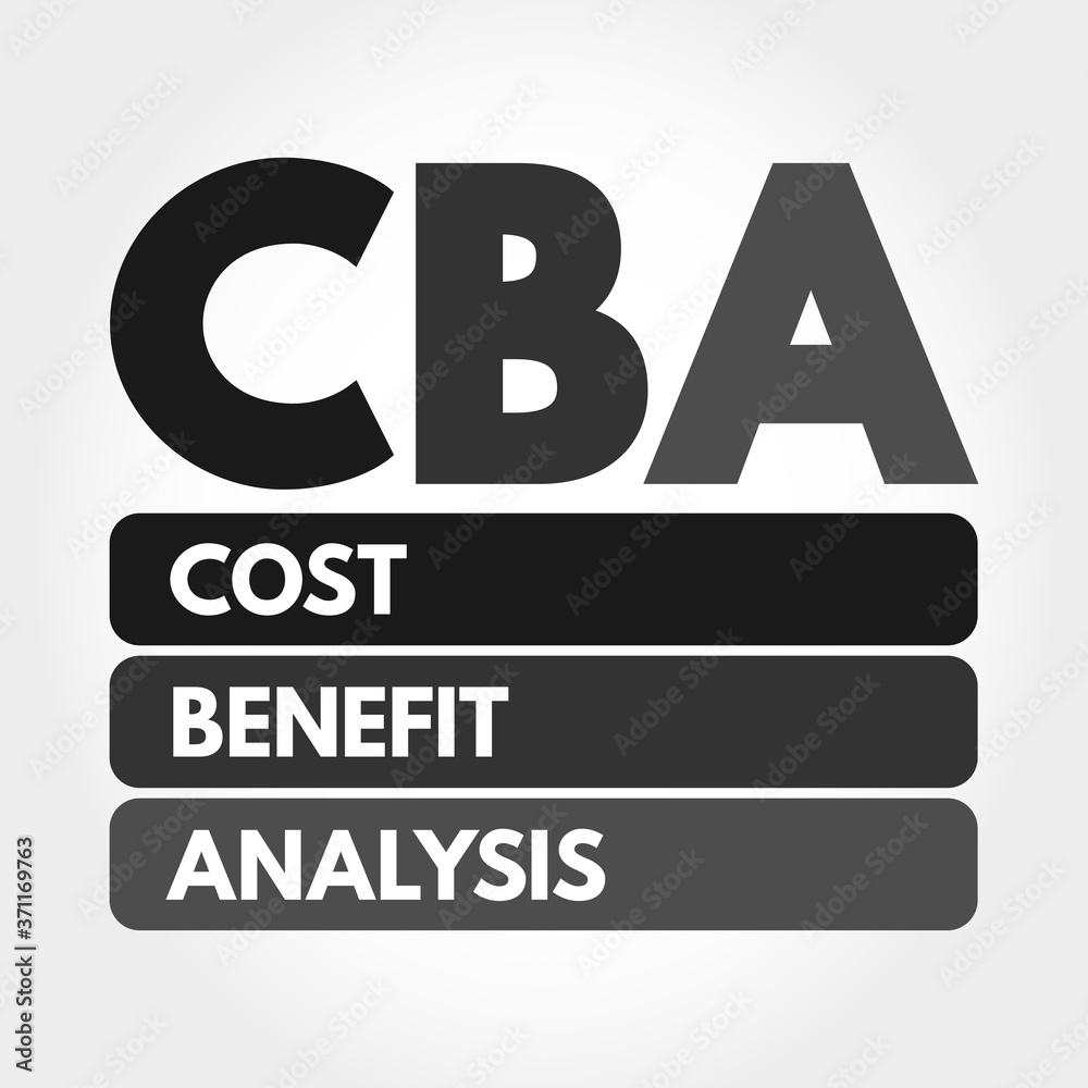 CBA - Cost-benefit Analysis acronym, business concept background Stock ...