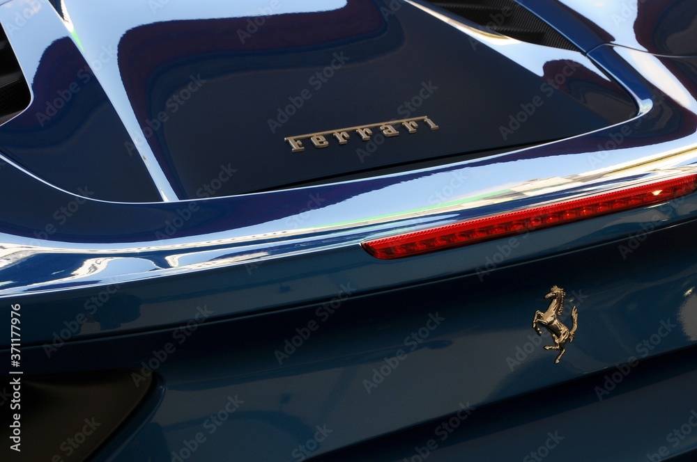 Detail of Ferrari Logo on Sport Car in the Paddock of Mugello Circuit ...