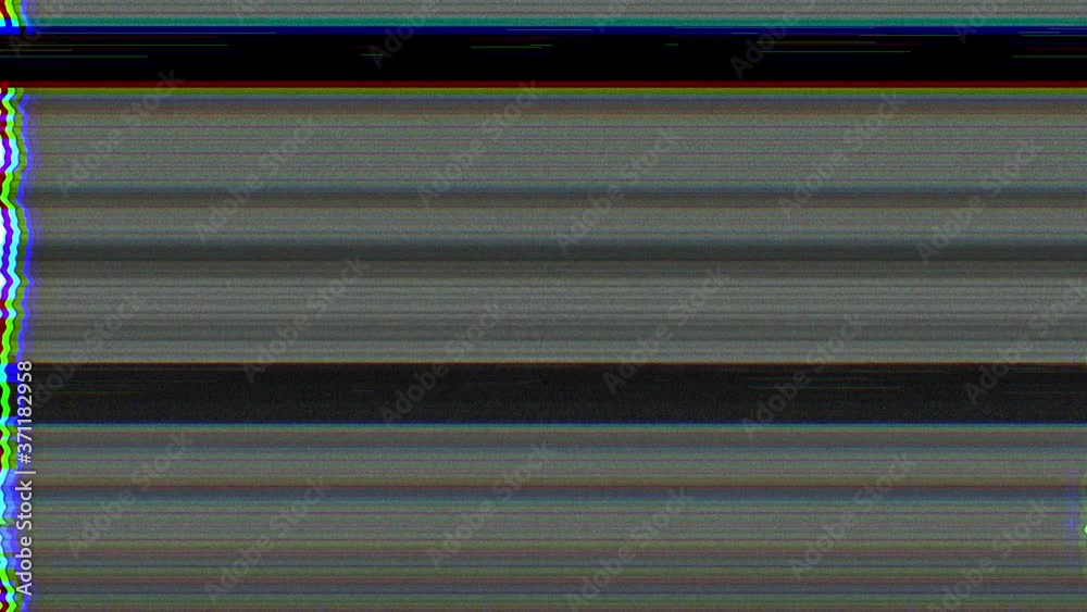 Horizontal distortion of broken video image on black background, VHS ...