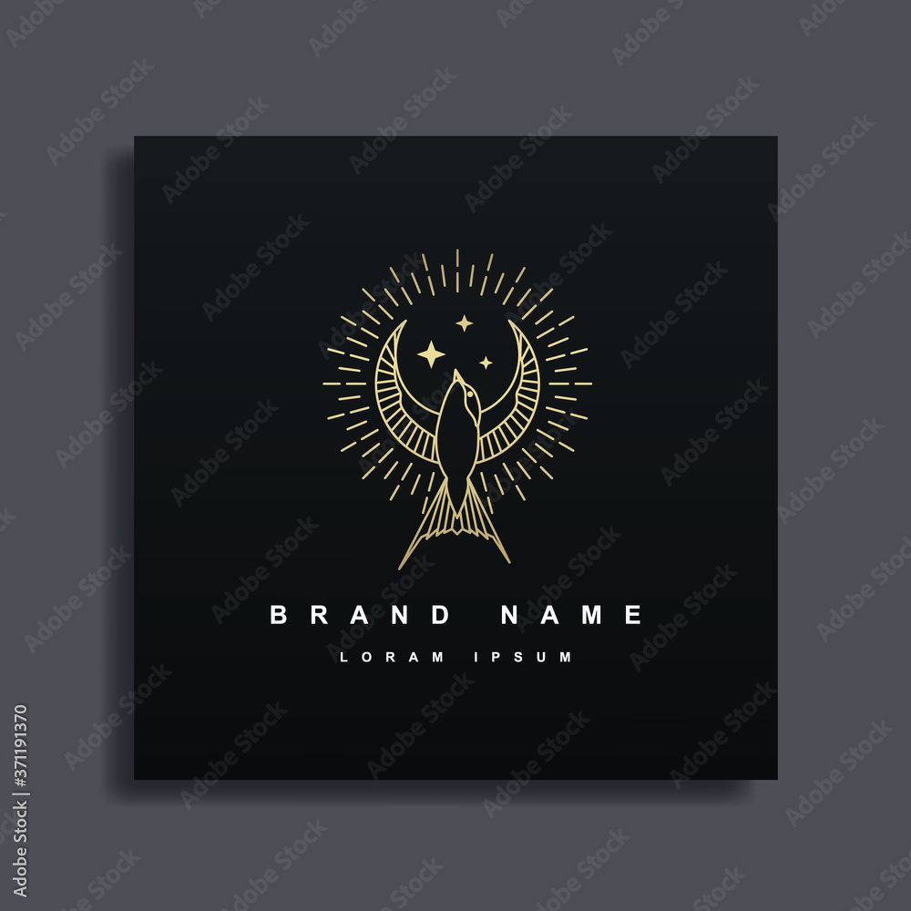 Swallow luxury logo with star. Isolated swallow on white background ...