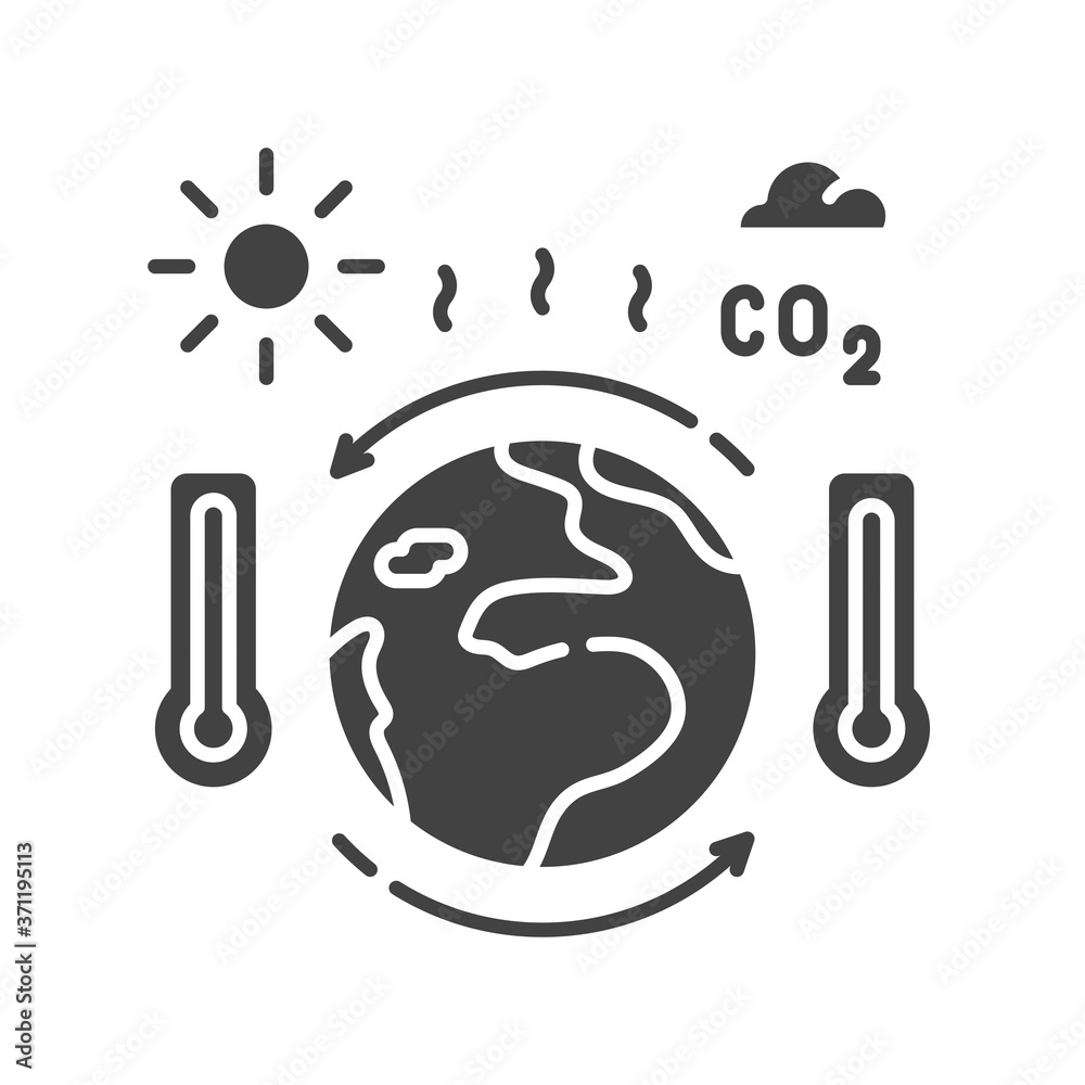 Climate change black glyph icon. Environmental problems. Sign for web ...