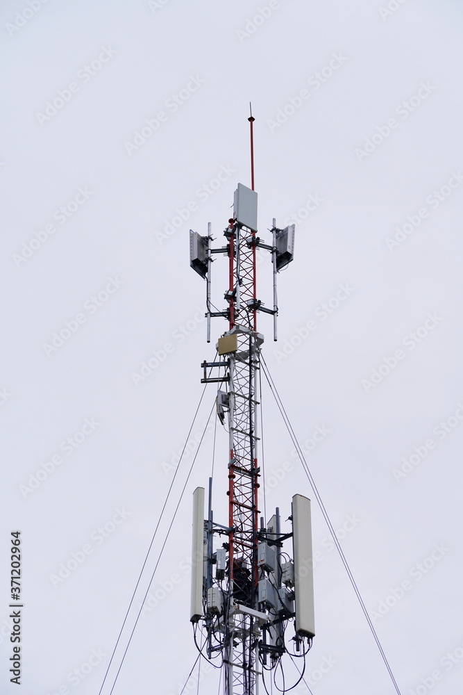 Telecommunication pole of 4G and 5G cellular. Base Station or Base ...
