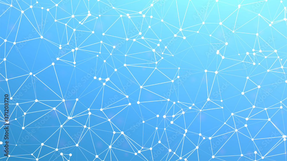 Plexus background. Blue polygon vector backdrop. Dots connected with ...