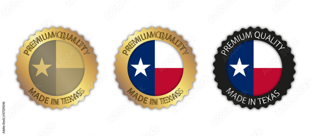 Set of 3 "Made in Texas" vector icons. Illustration with transparent ...