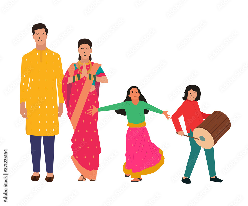 Indian Festive Family Vector Isolated, Indian Family vector, Indian ...