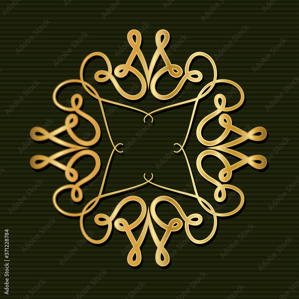 Gold art deco frame with ornament on green background design of Retro ...