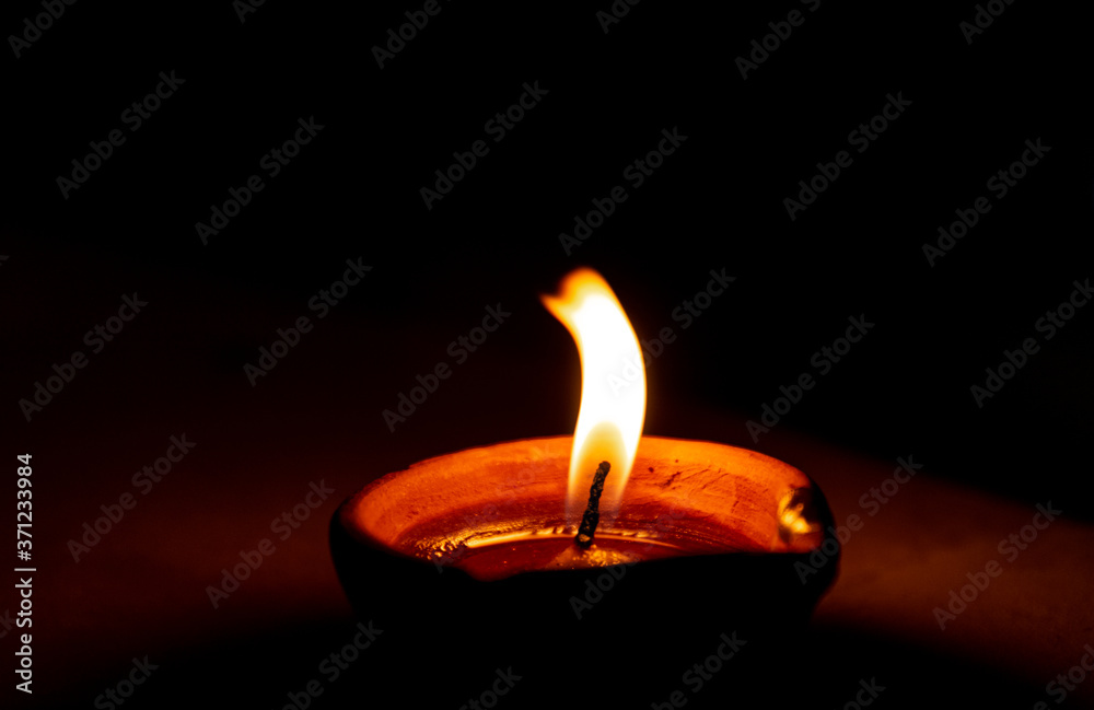 Diya light with black night background to celebrate the Indian ...