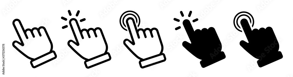 Vector hand cursors icons click set Stock Vector | Adobe Stock