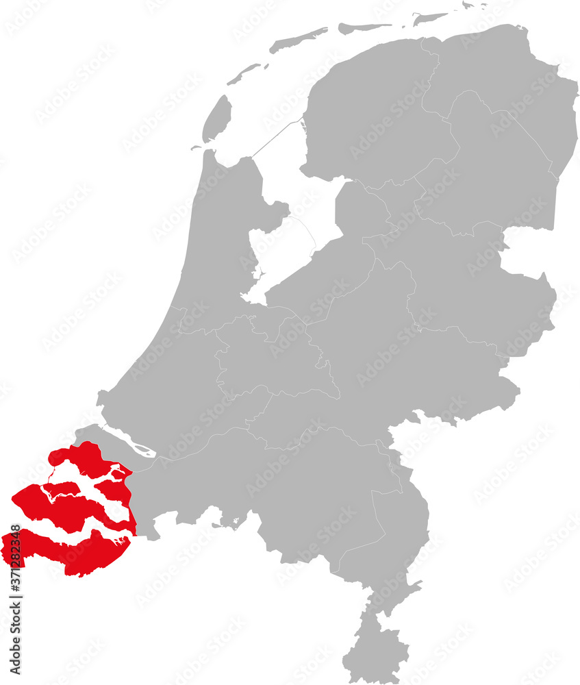 Zeeland netherlands province highlighted on netherlands political map ...