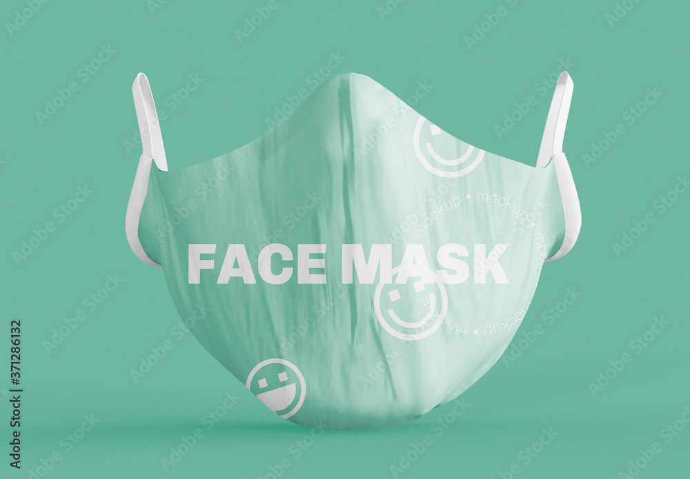 Front View of Medical Face Mask Mockup Stock Template | Adobe Stock
