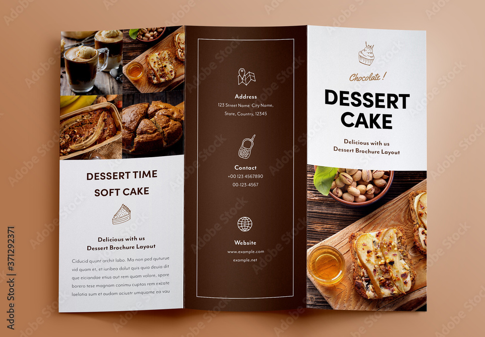 Dessert Menu Trifold Brochure Layout Stock Template | Adobe Stock