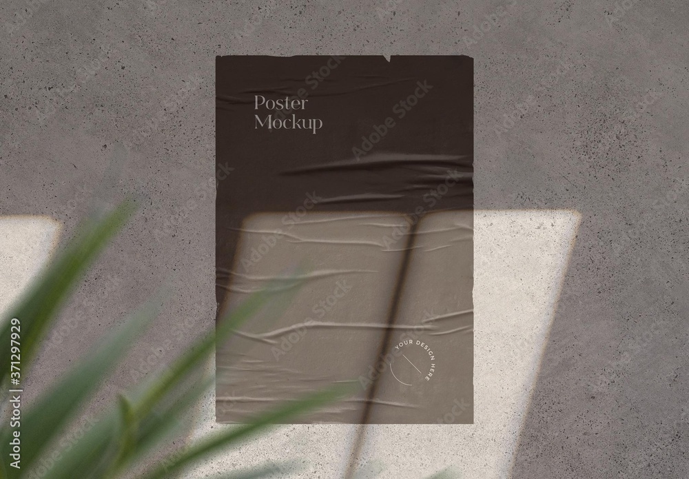 Ripped Poster Glued on Wall Mockup Stock Template | Adobe Stock