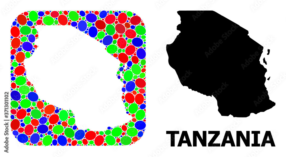 Mosaic Stencil and Solid Map of Tanzania Stock Vector | Adobe Stock