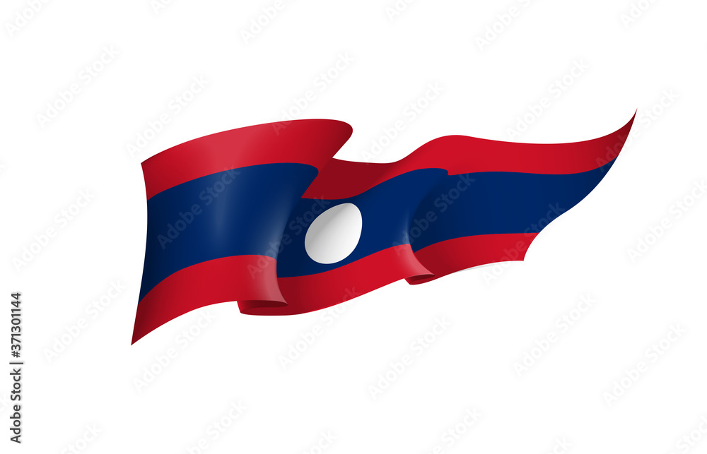 Laos flag state symbol isolated on background national banner. Greeting ...