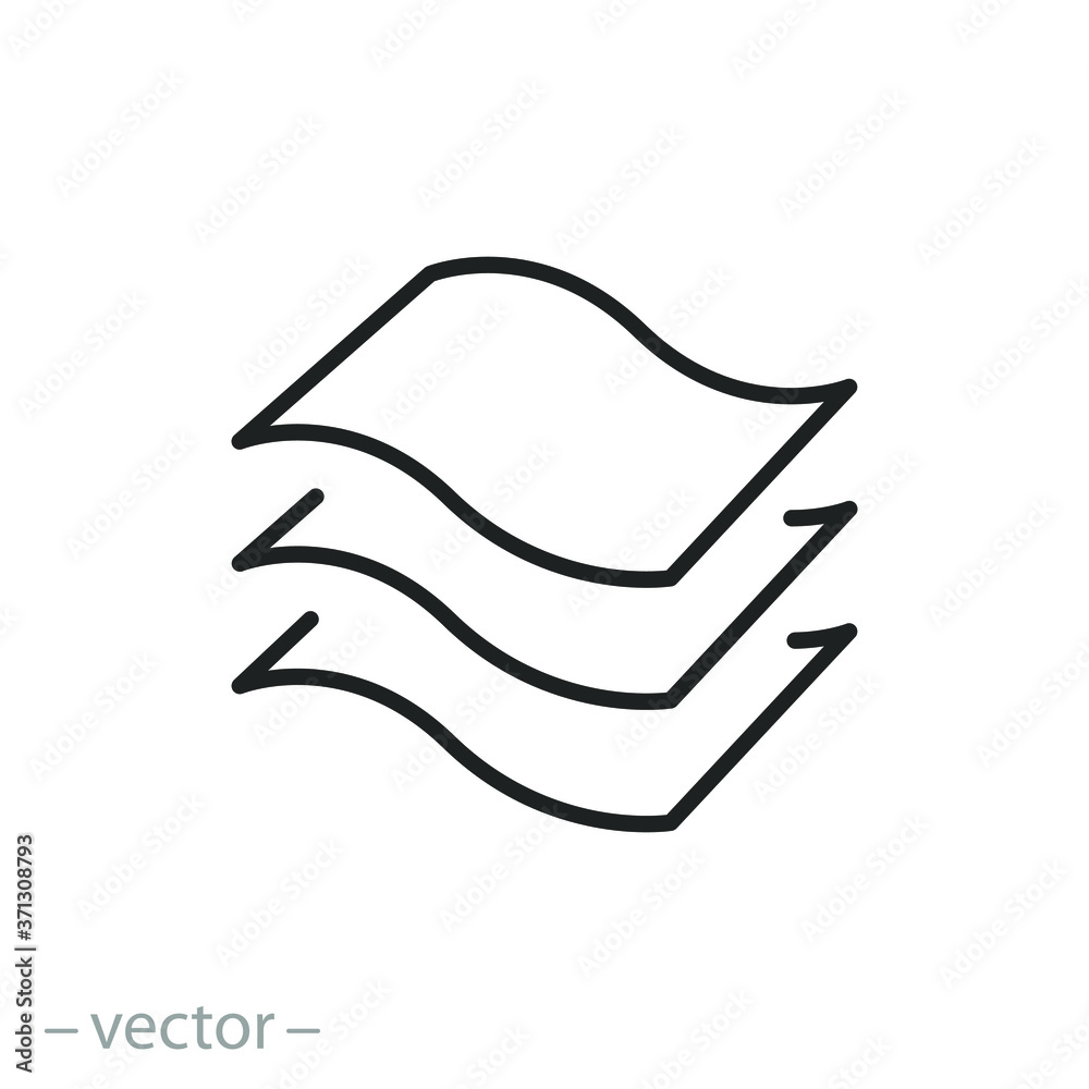 3 layers icon, structure material fabric, texture properties, thin line ...