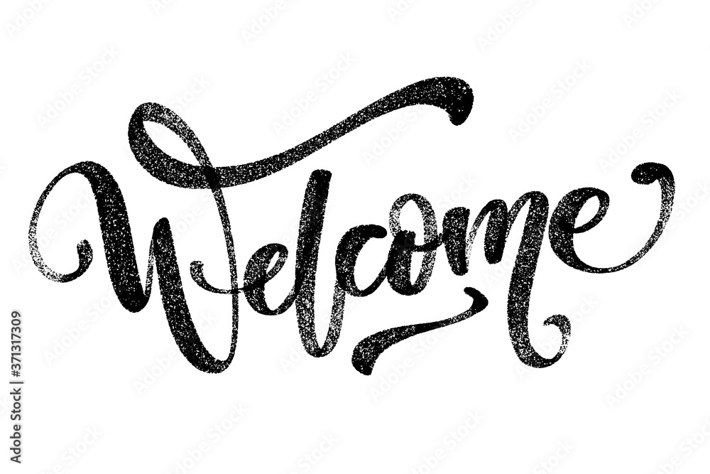 Hand drawn vector lettering. Welcome word by hands. Isolated vector ...