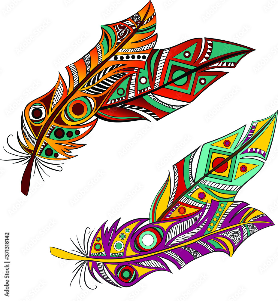 tribal feather vector art Stock Vector | Adobe Stock