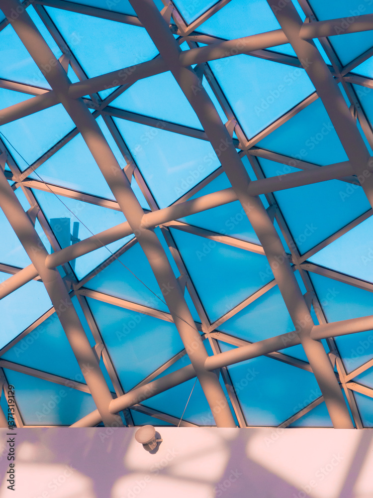 A glass structural roof at golden hour Stock Photo | Adobe Stock