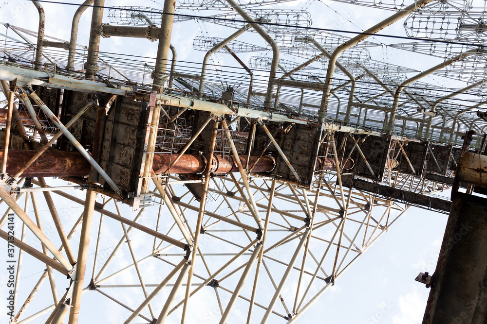 Large antenna field. Soviet radar system "Duga" at Chernobyl nuclear ...
