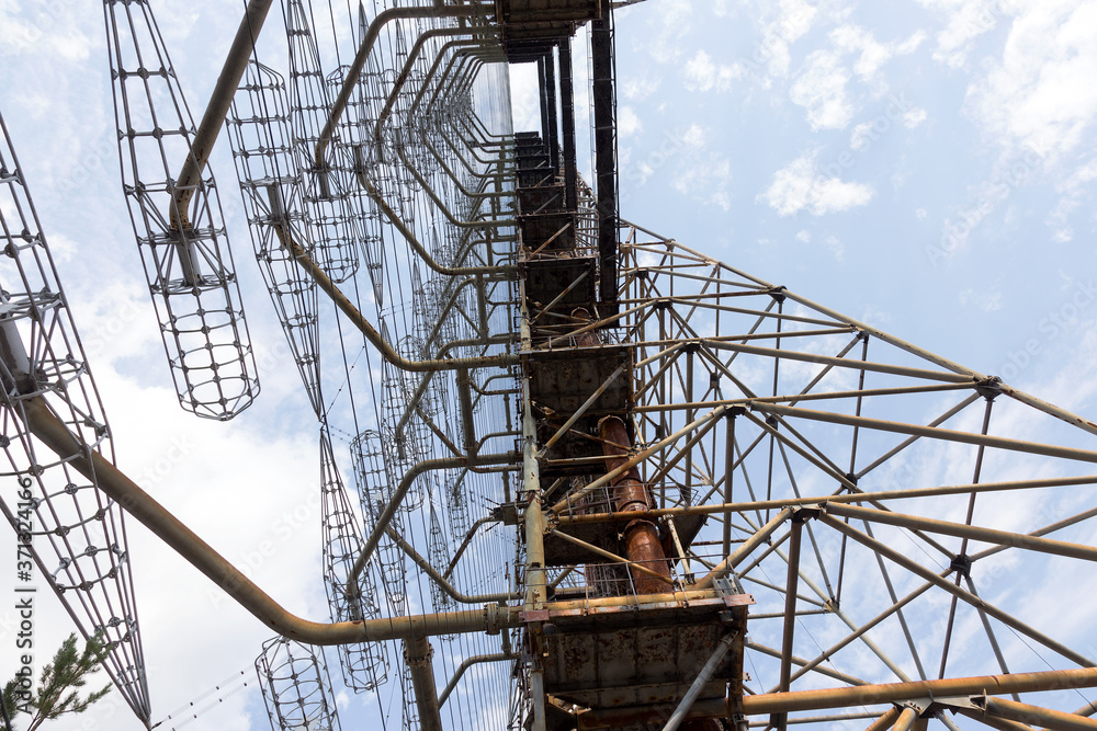 Large antenna field. Soviet radar system "Duga" at Chernobyl nuclear ...