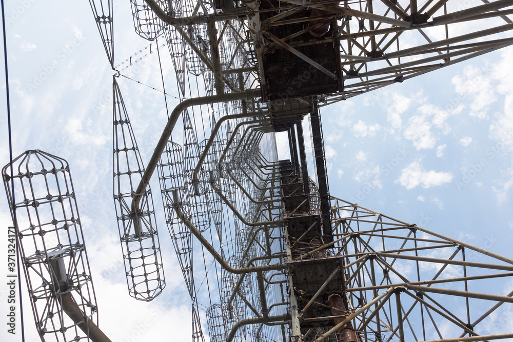 Large antenna field. Soviet radar system "Duga" at Chernobyl nuclear ...