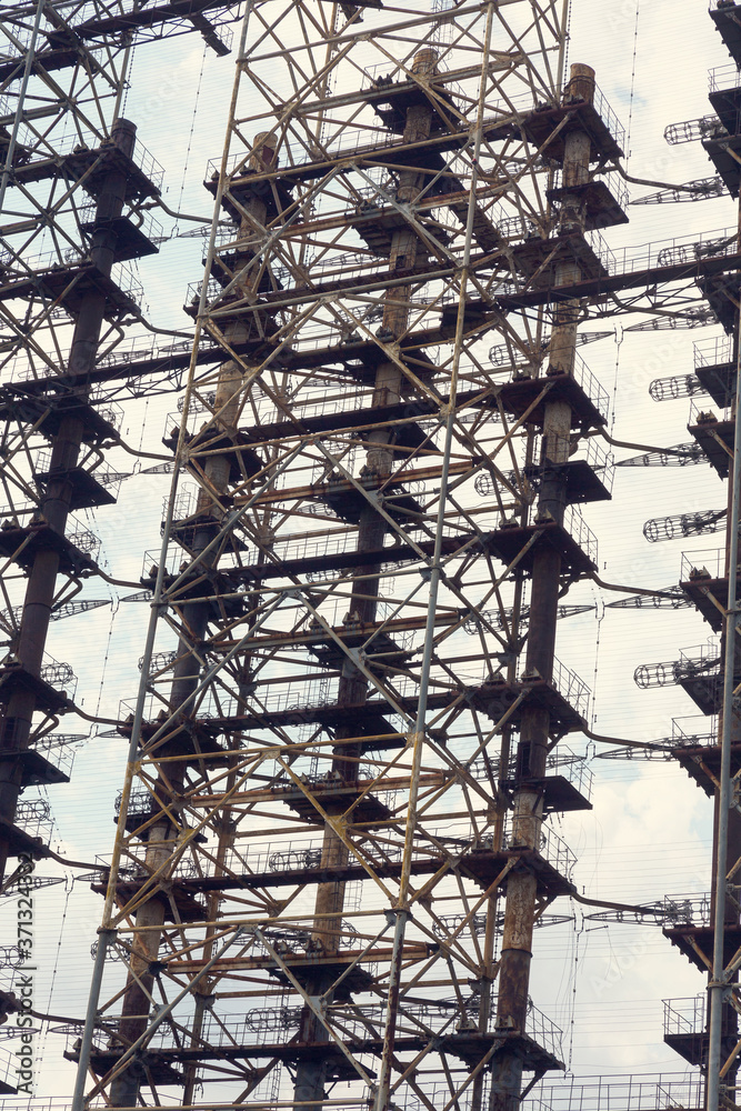 Large antenna field. Soviet radar system "Duga" at Chernobyl nuclear ...