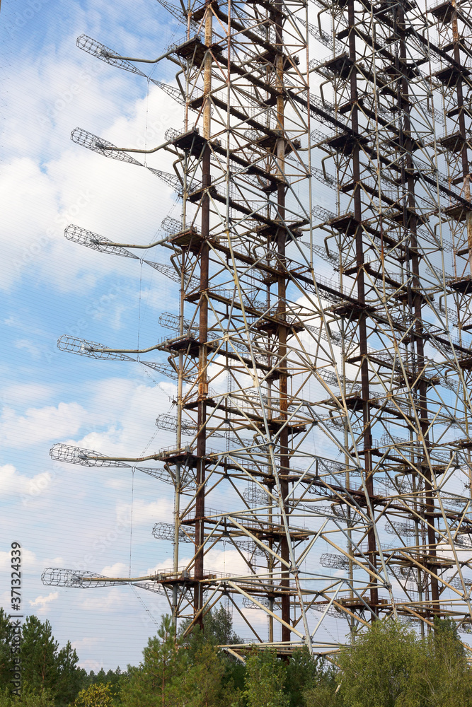 Large antenna field. Soviet radar system "Duga" at Chernobyl nuclear ...