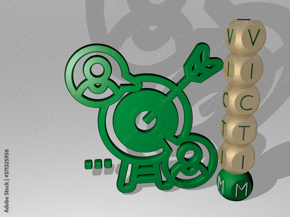 victim 3D icon beside the vertical text of individual letters - 3D ...