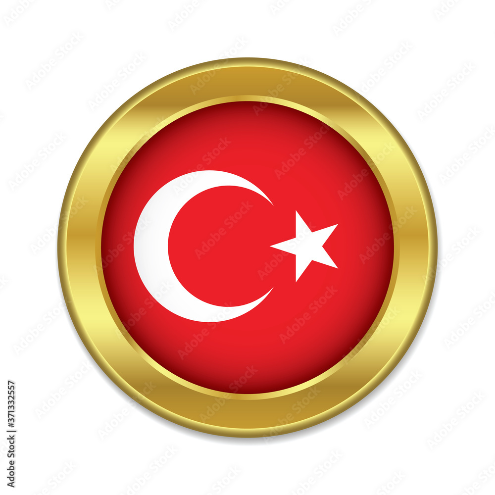 Vecteur Stock Simple round Turkey golden badge icon with Turkish ...