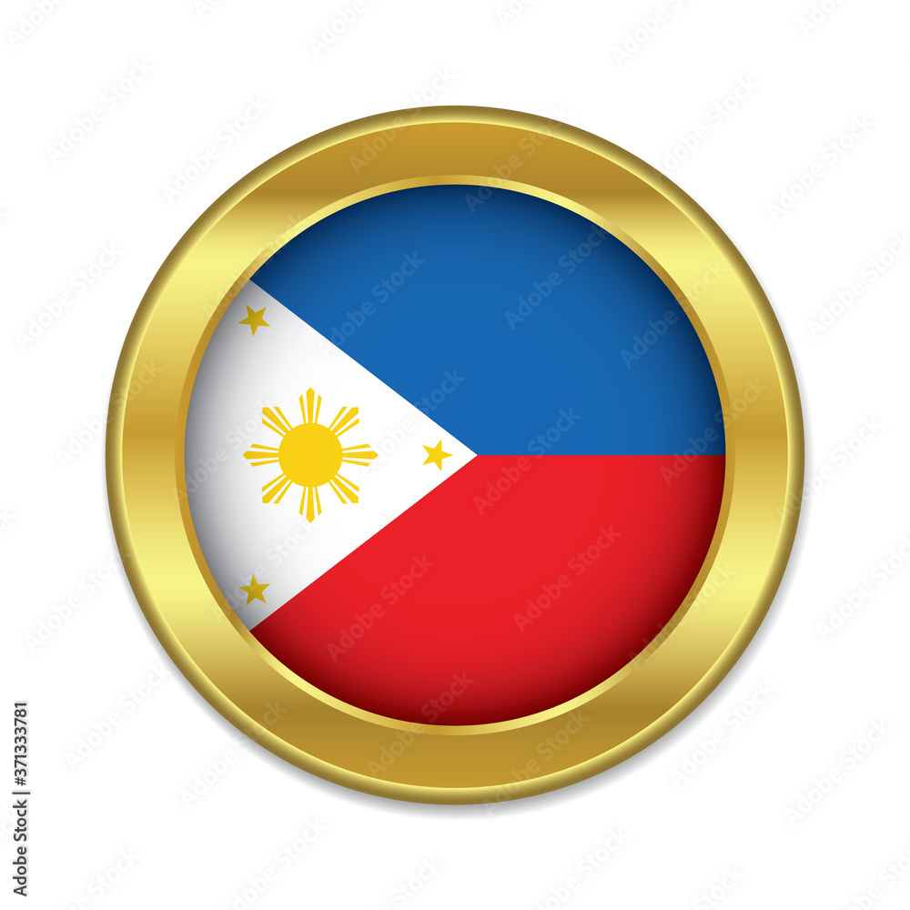 Simple round Philippine golden badge icon with Pilipina country flag ...