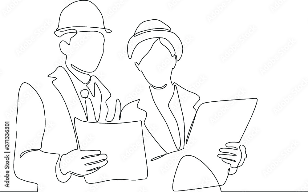 One continuous line drawing of young foreman manager controlling the ...