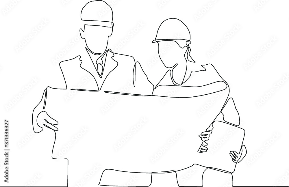 One continuous line drawing of young foreman manager controlling the ...