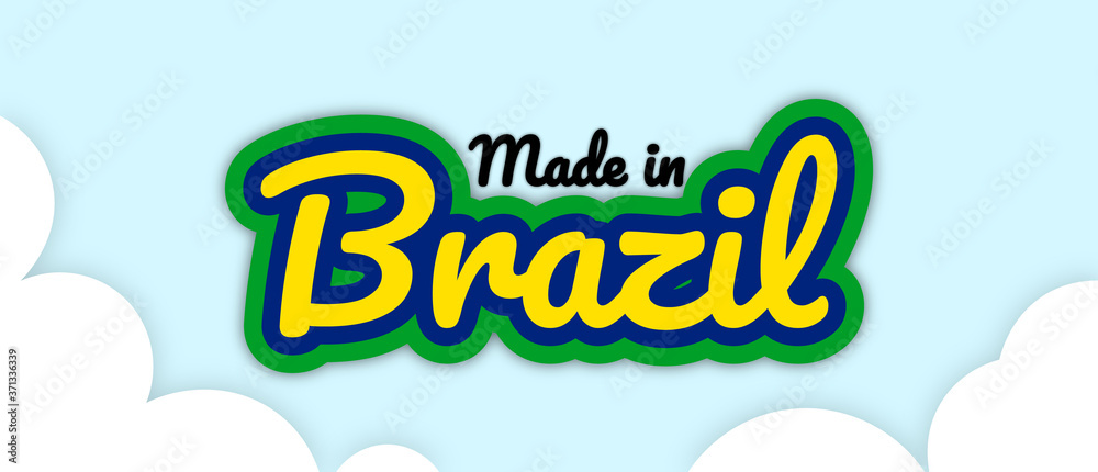 Bold stroke text style "Made in Brazil" vector illustration. Text in ...