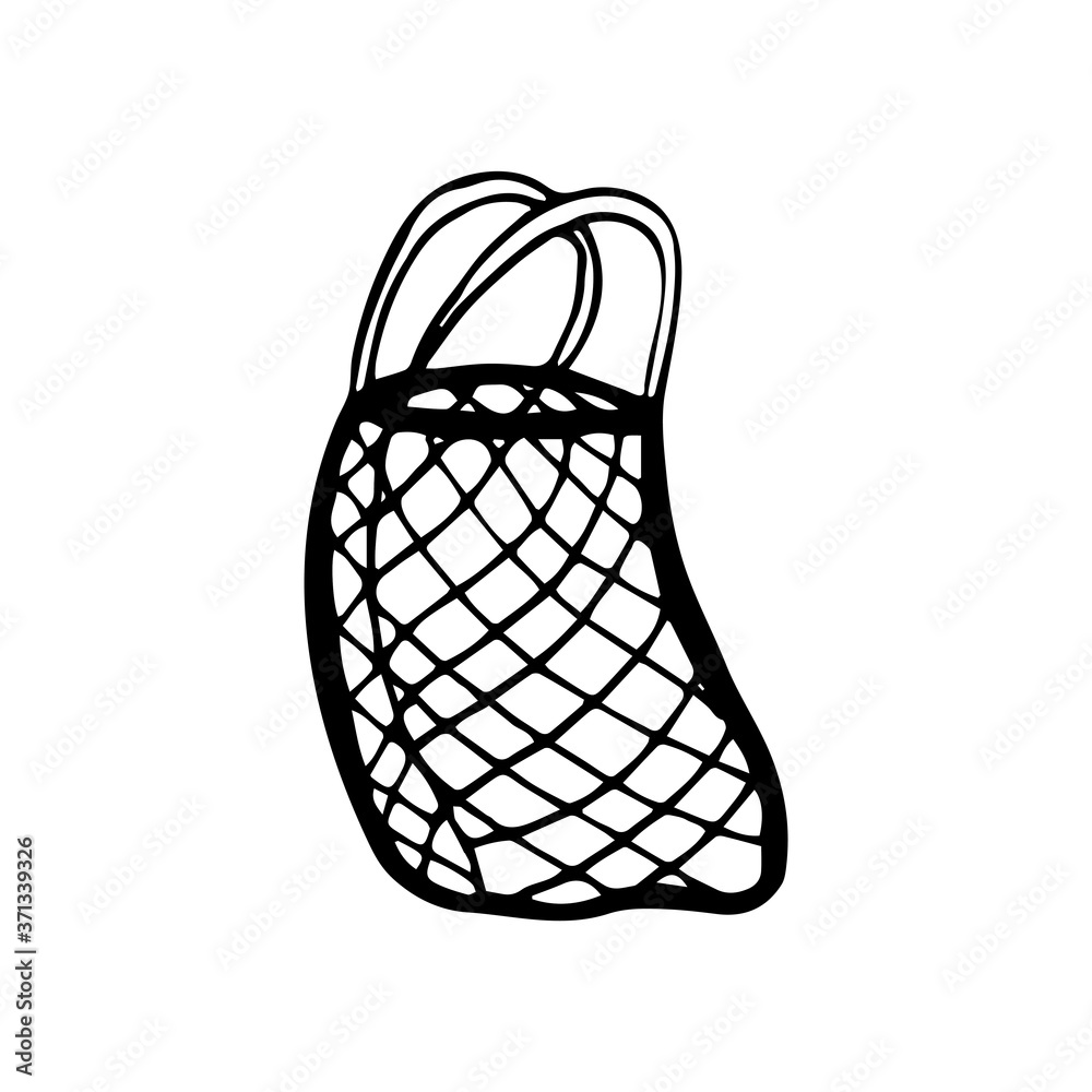 net bag. mesh bag. grocery bag. eco bag shopping. hand drawn eco bag ...