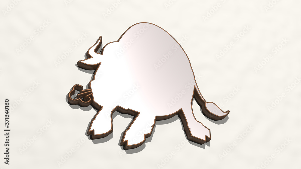 BULL 3D drawing icon - 3D illustration for animal and background Stock ...