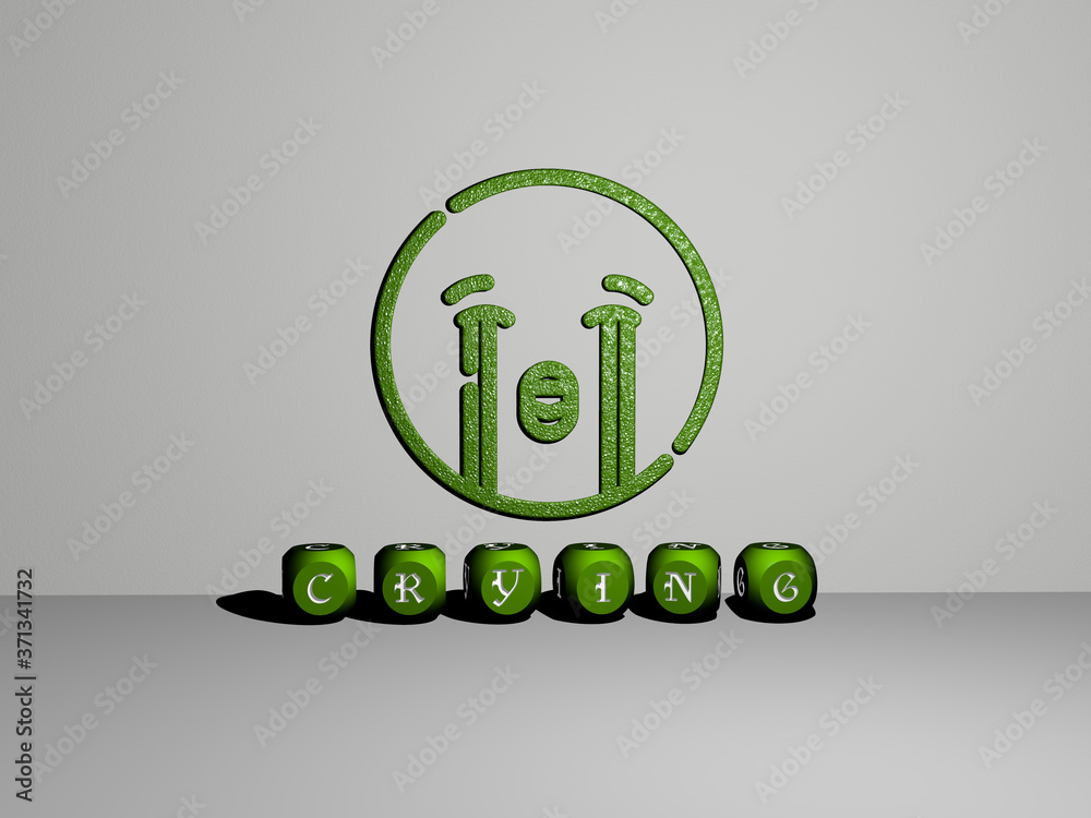 3D graphical image of crying vertically along with text built by ...