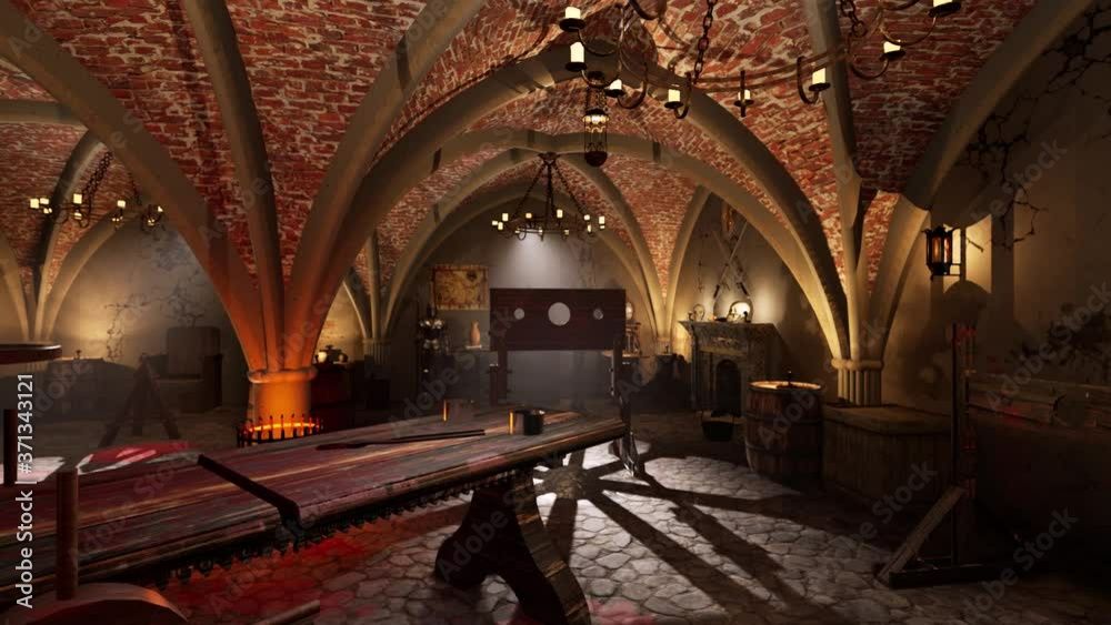 Torture chamber, architectural visualization of a room for medieval fun ...