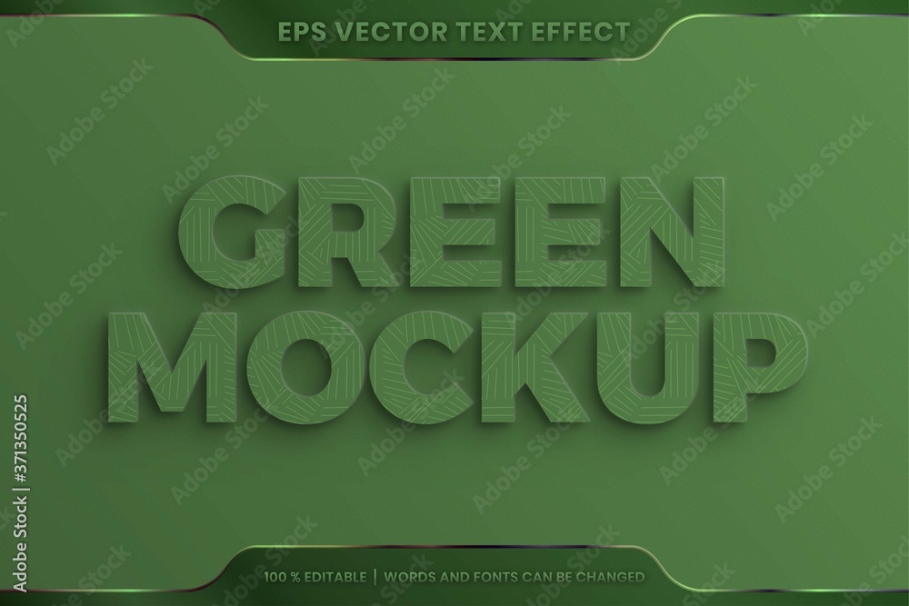Text effect in realistic 3d Green Mockup words font styles theme ...