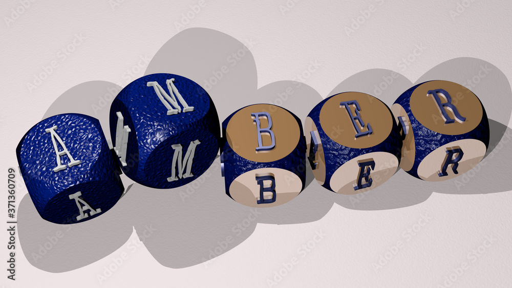 AMBER text by dancing dice letters - 3D illustration for background and ...