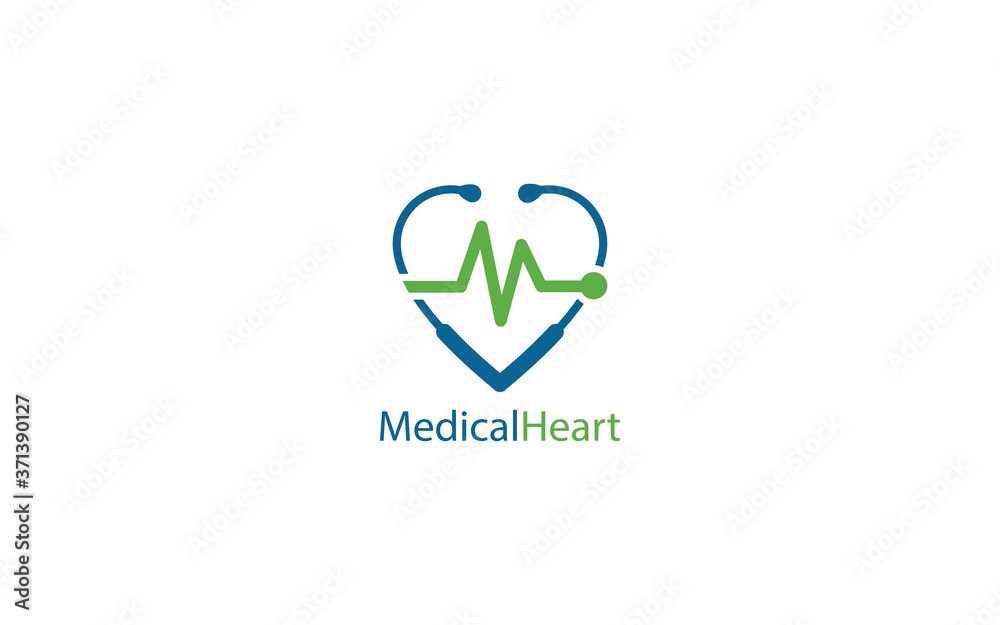 Medical heart logo formed letter M in heartbeat symbol Stock Vector ...